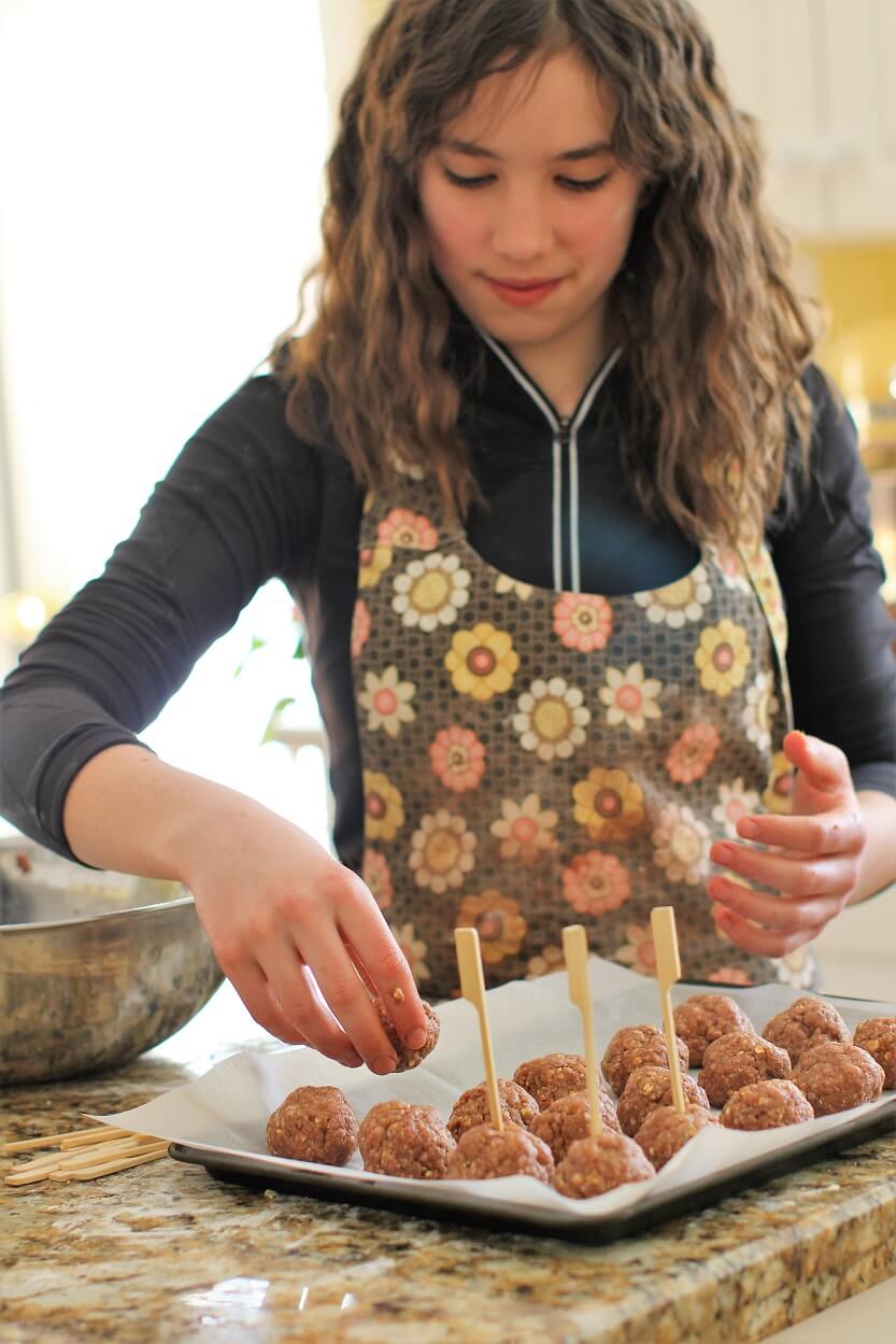 Cooking with Kids: Meatballs with 3 Dipping Sauces | Kitchen Frau