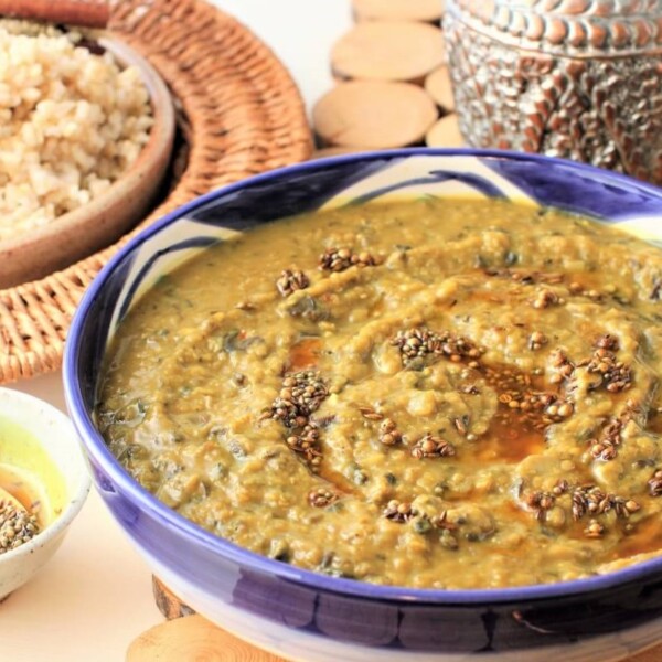 Mushroom Dal with Brown Rice and Spice Oil | Kitchen Frau