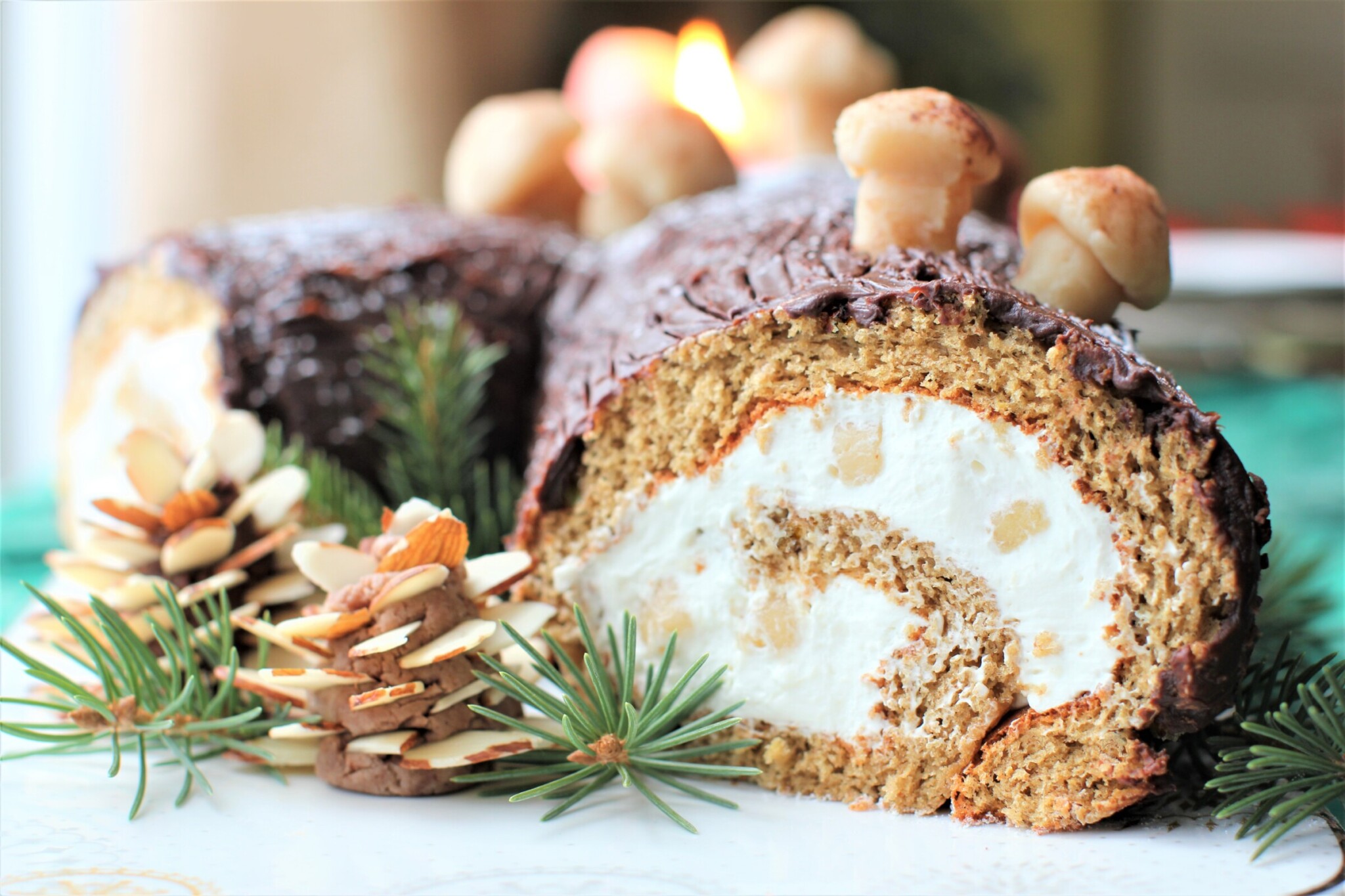 Bûche De Noël (Yule Log) German Style, with Lebkuchen and Marzipan ...
